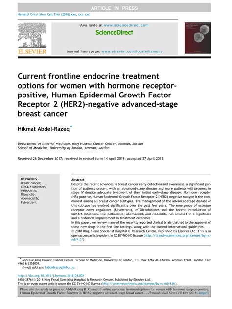 Pdf Current Frontline Endocrine Treatment Options For Women With