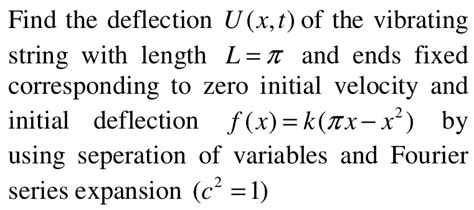 Solved Find The Deflection Uxt Of The Vibrating String