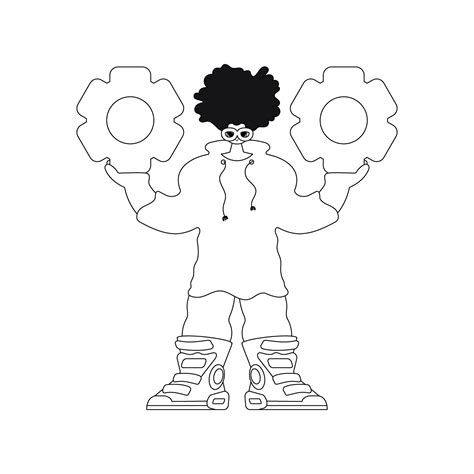 A Man Grasps Gears Linear Vector Illustration Vector Art At Vecteezy