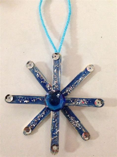 Popsicle Stick Snowflake Ornament Diy Christmas Craft