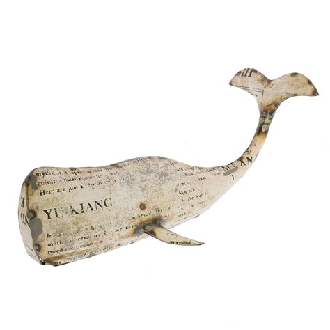 Large White Reclaimed Metal Whale By Homart Seven Colonial