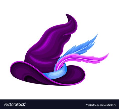 Witch Pointed Hat With Wide Brim And Strap Vector Image