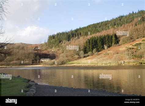Trefriw Conwy North Wales Uk Looking Across Llyn Geirionydd Towards A Lake Side Farmhouse