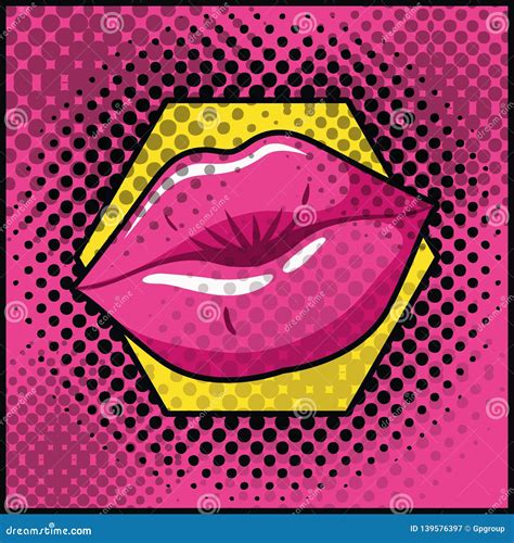 Female Lips Pop Art Style Stock Vector Illustration Of Lady 139576397