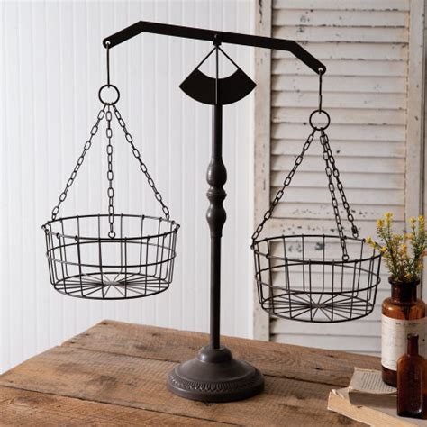 Tabletop Balance Scale with Baskets Farmhouse Décor