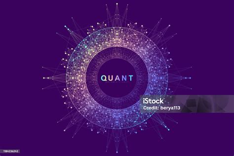 원형 양자 컴퓨터 기술 개념 구 폭발 배경입니다 딥 러닝 인공 지능 빅 데이터 알고리즘 시각화 파도가 흐르고 있습니다 양자 폭발 벡터 일러스트레이션 원형에 대한 스톡 벡터