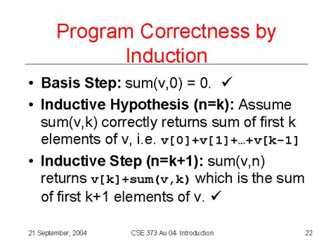 program correctness by induction