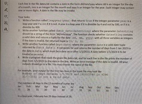 solved each line in the file dates txt contains a date in