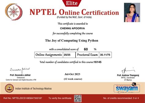 Apoorva Chennu On Linkedin Nptel Thejoyofcomputing Learningjourney Certificateofcompletion