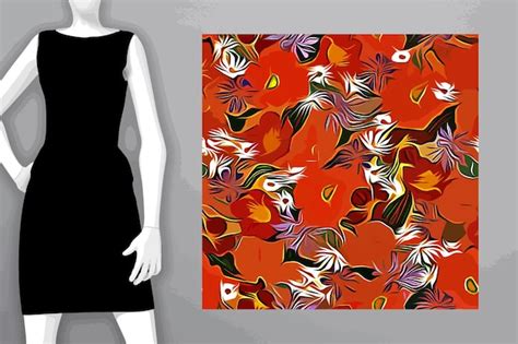 섬유 및 벽지 패턴 인쇄 가능한 디지털 일러스트레이션 작업 플로랄 프린트 디자인 프리미엄 벡터