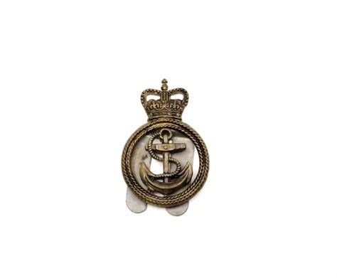 Royal Navy Officers Brass Cap Badge Original Worn At Sea Marine