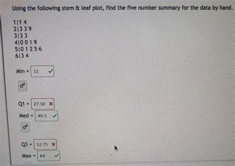 Solved Using the following stem & leaf plot, find the five | Chegg.com