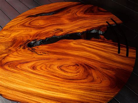 Faisal Malik Design Round Coffee Table In Live Edge Makha Wood