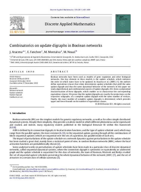 pdf combinatorics on update digraphs in boolean networks