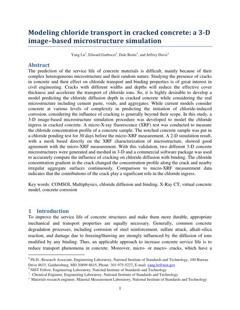 Pdf Modeling Of Chloride Transport In Cracked Concrete A 3 D Image
