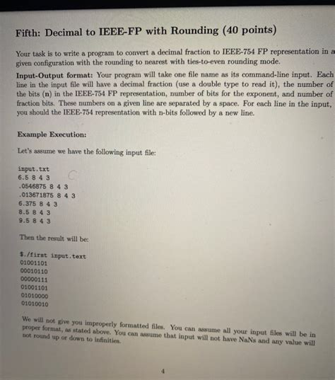 Solved Fifth Decimal To IEEE FP With Rounding 40 Points Chegg