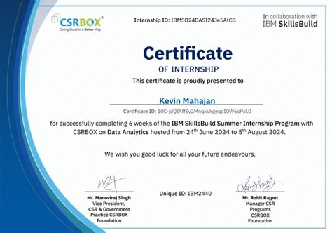 Kevin Mahajan On Linkedin Ibm Skillsbuild Dataanalytics Internship