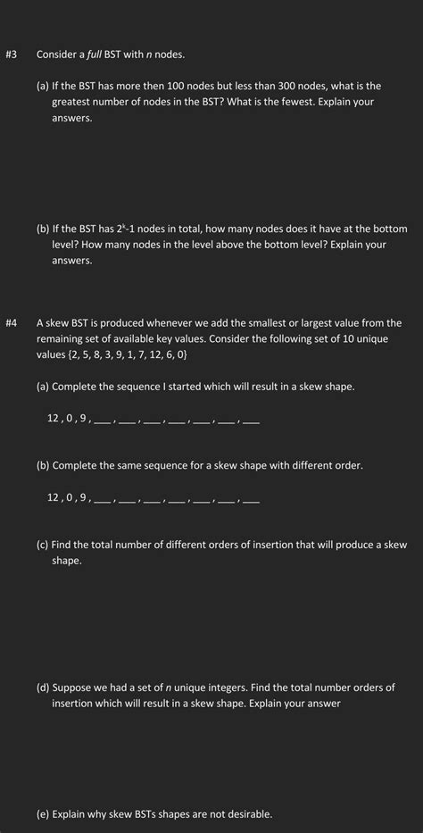 solved 3 consider a full bst with n nodes a if the bst