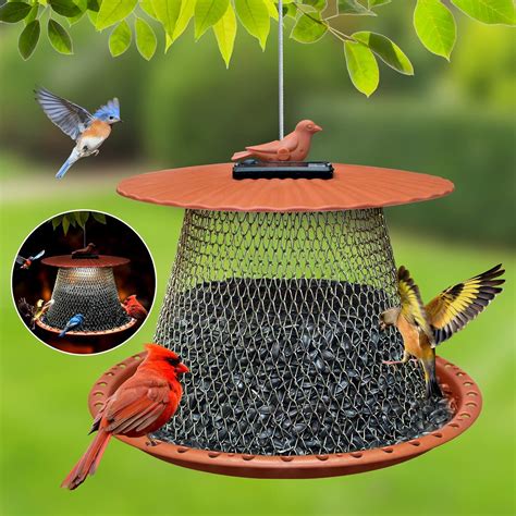 Gesail Solar Bird Feeders For Outdoors Hanging 5 Lbs Large Capacity