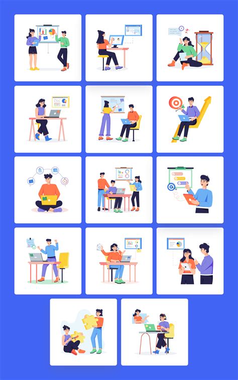 Project Management Illustration Set On Yellow Images Creative Store 138021