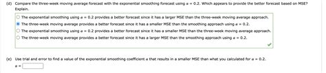 solved consider the following time series data a