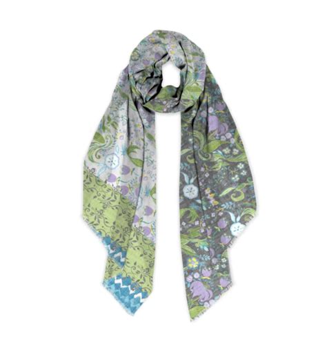 Blossoms Botanical Silk Scarf Luxurious Soft Feel Brilliant Colors