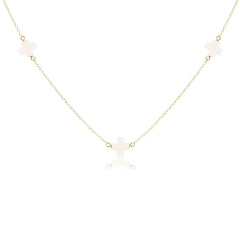 15″ Choker Simplicity Chain Gold Signature Cross Off White Bronze