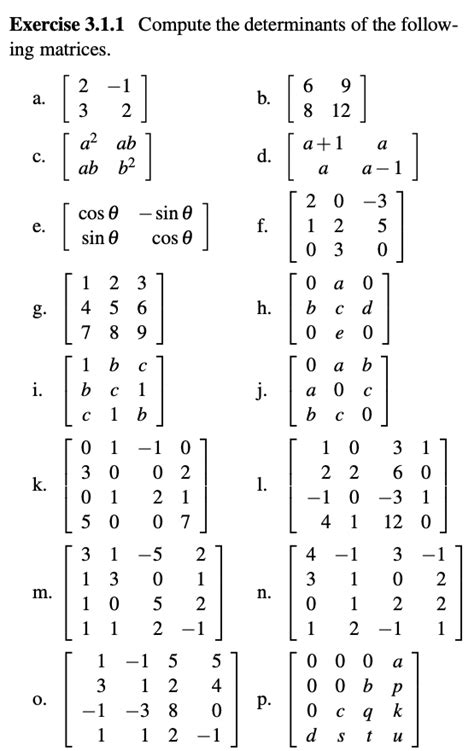 Solved Exercise 3 1 1 Compute The Determinants Of The Chegg