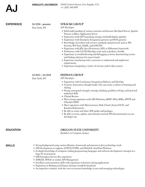API Developer Resume Samples Velvet Jobs API Developer Resume Samples Velvet Jobs