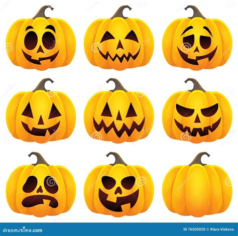 Halloween Pumpkins Theme Set 1 Stock Vector Illustration Of Thematic
