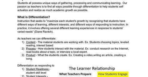 Differentiation Tailored Instruction