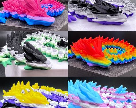Pride Flag Themed 3d Printed Dragon Fidget Desk Toy Rainbow Trans Enby