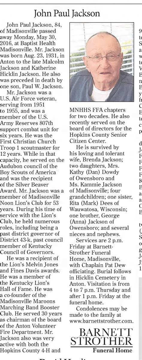 John Paul Jackson Obit ™