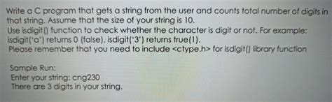 Solved Write A C Program That Gets A String From The User
