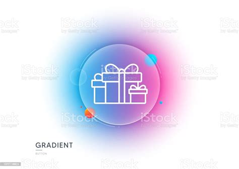 기프트 박스 라인 아이콘입니다 현재 기호입니다 그라데이션 블러 버튼입니다 벡터 고급에 대한 스톡 벡터 아트 및 기타 이미지 고급 글래스모피즘 날씬한 Istock