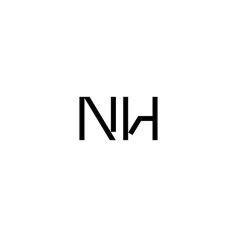 nh 모노그램 로고 디자인 문자 텍스트 이름 기호 흑백 로고 타입 알파벳 문자 간단한 로고 프리미엄 벡터