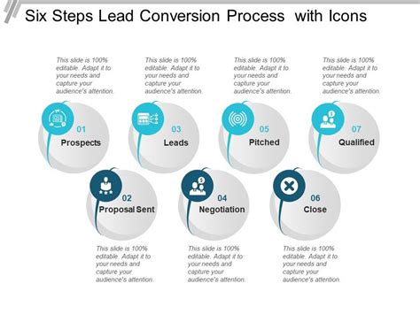 six steps lead conversion process with icons ppt powerpoint presentation professional background