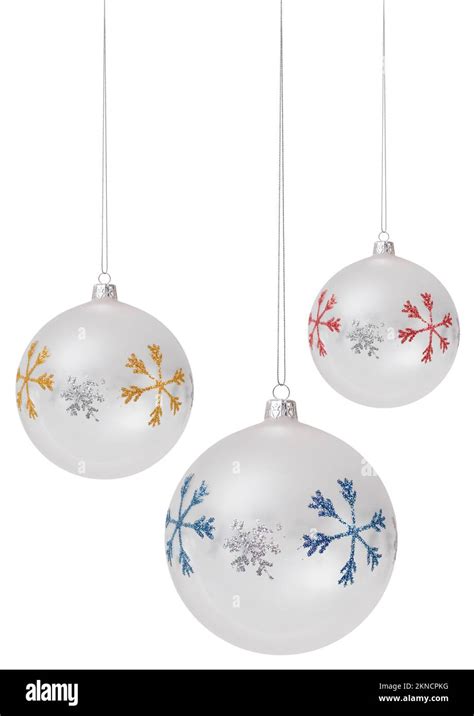 Merry Christmas Hanging Balls Decorated With Glitter Snowflake Pattern
