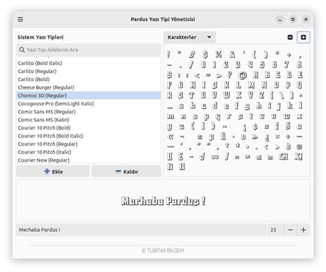 Pardus Font Yöneticisi Pardus Uygulamaları