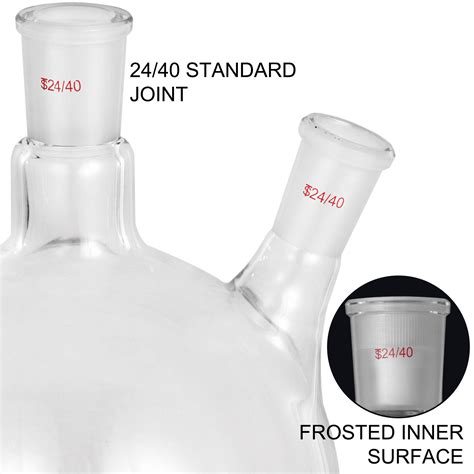 Vevor Round Bottom Flask 2000 Ml Receiving Flask Borosilicate Glass Reaction Flask 2 Necks