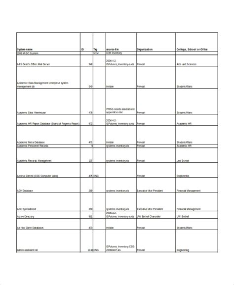 Application Inventory Template Excel