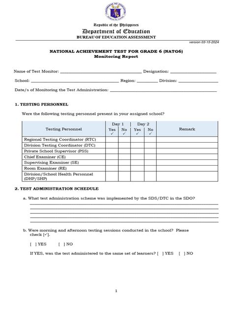 Natg6 Bea Monitoring Form For Monitoring Of Rtcs And Dtcs 1 Pdf