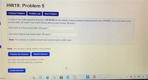 solved hw19 problem 5 previous probler problem list next