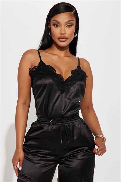 Back To You Satin Jogger Set Black Fashion Nova Matching Sets