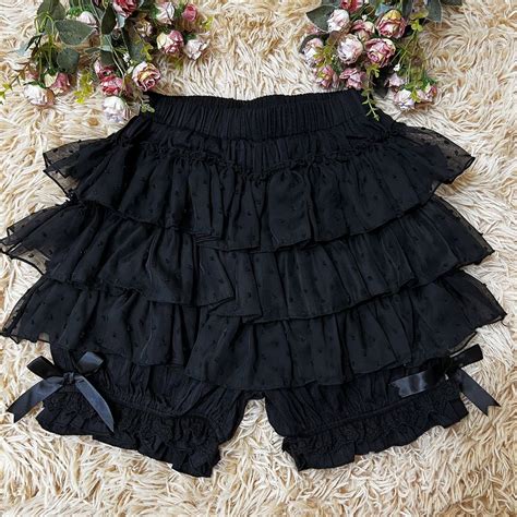 16 86 Black Tiered Trim Bloomers In 2024 Black Lace Shorts Skirt
