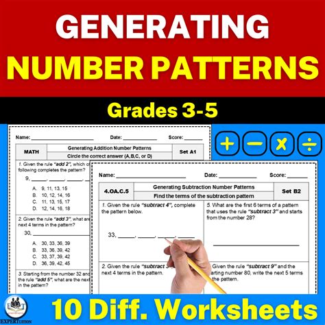 Generating Number Patterns Worksheets 3rd 4th 5th Grades Expertuition