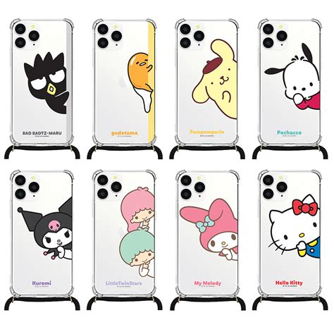 헬로키티 빼꼼 목걸이 에어범퍼 케이스 갤럭시a34 A53 A33 A23 A13 와이드6 우체국택배 무료배송 정품 핸드폰 스트랩 줄 당일출고 마이멜로디 리틀트윈스타 쿠로미
