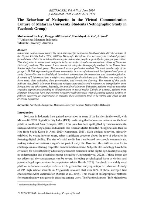 Pdf The Behaviour Of Netiquette In The Virtual Communication Culture