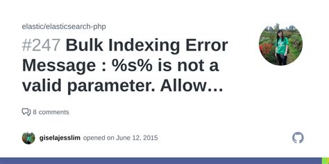 Bulk Indexing Error Message S Is Not A Valid Parameter Allowed