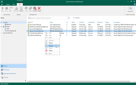 Enabling And Disabling Veeam Agent Backup Jobs Veeam Agent For IBM